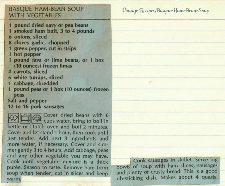 Basque Ham-Bean Soup with Vegetables - vintage.recipes