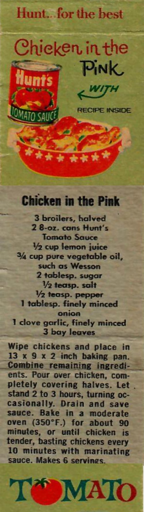 Hunt’s Chicken in the Pink - vintage.recipes
