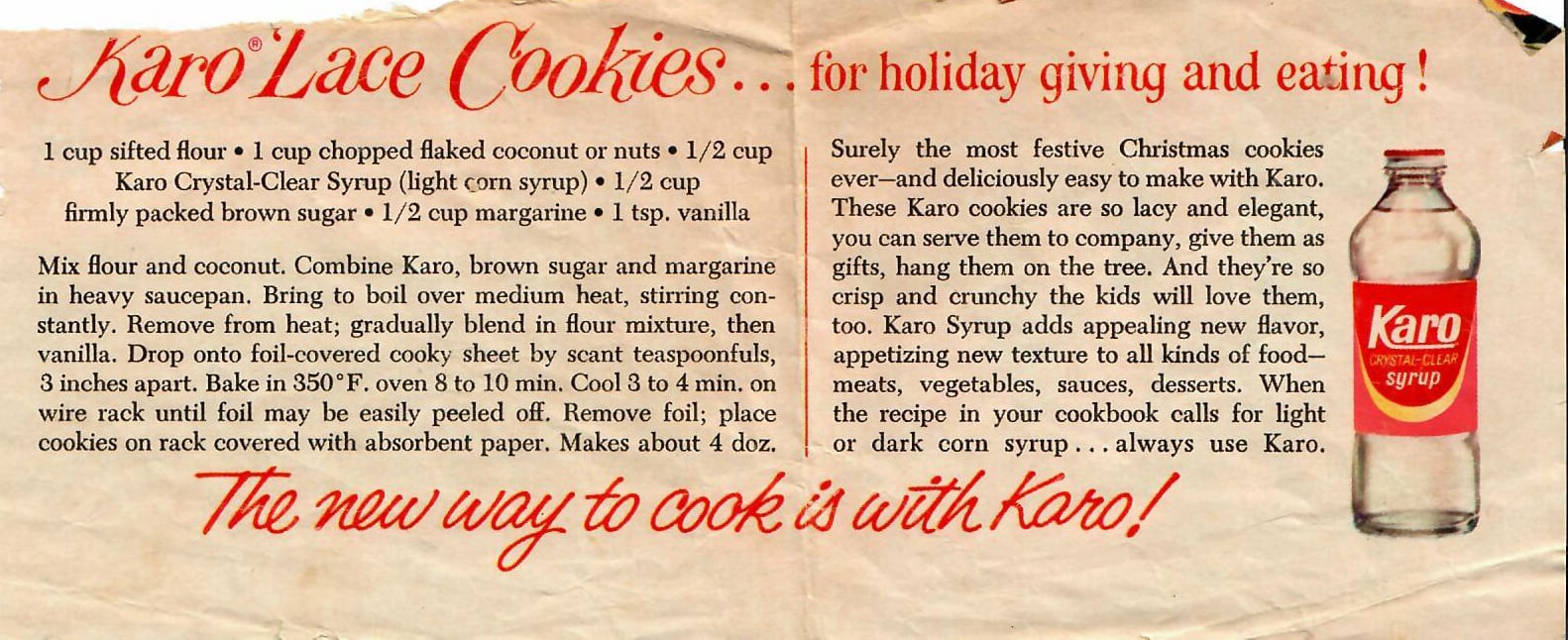 Karo Lace Cookies - vintage.recipes