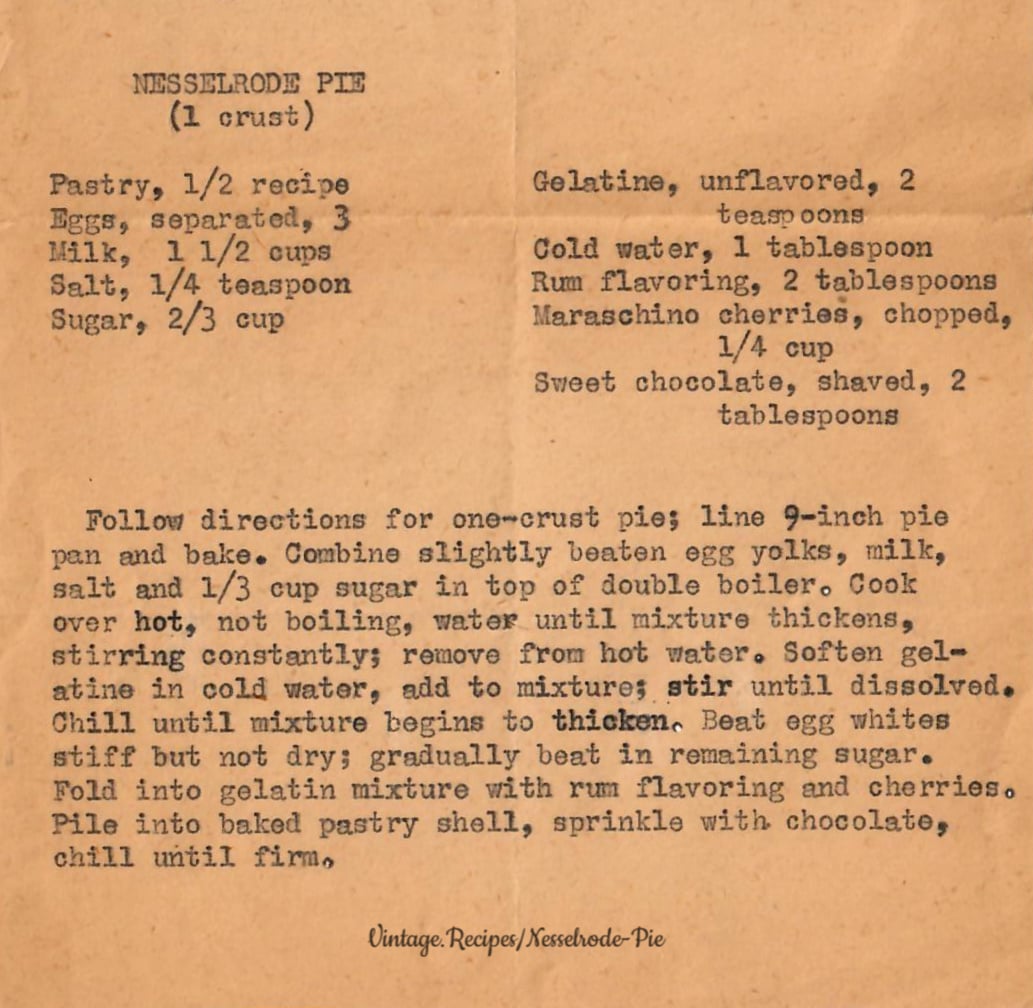 Nesselrode Pie - vintage.recipes